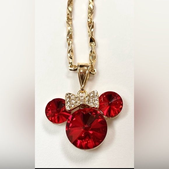 Jewelry | Disneys Minnie Mouse Ears Necklace Charm Ruby Red Simulant ...